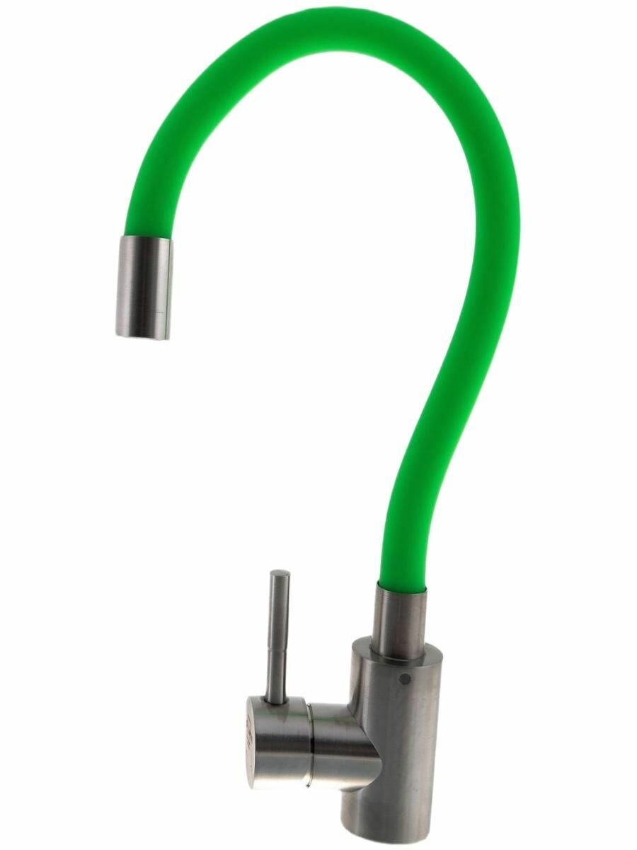 Solone EZA4-F090GN / Смеситель для кухни с гибким цветным изливом, зелёный