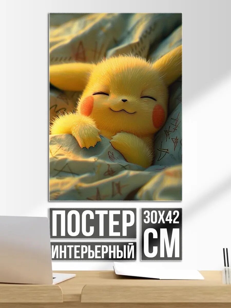 Плакат постер Спящий Пикачу