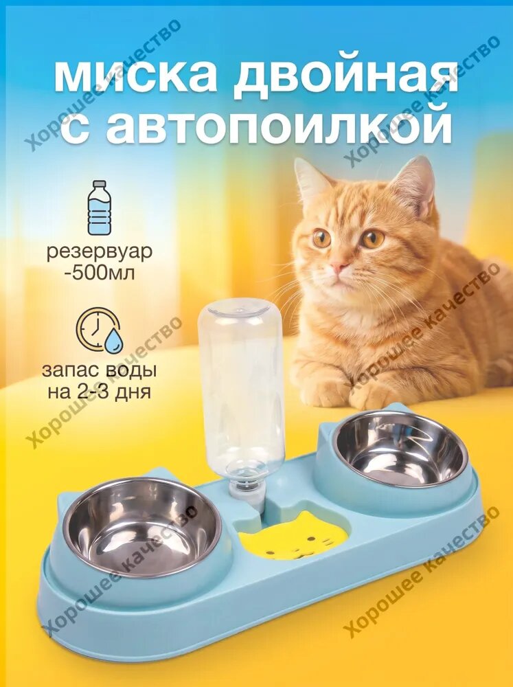Миска для кошек, миски для кошек собак, миска двойная