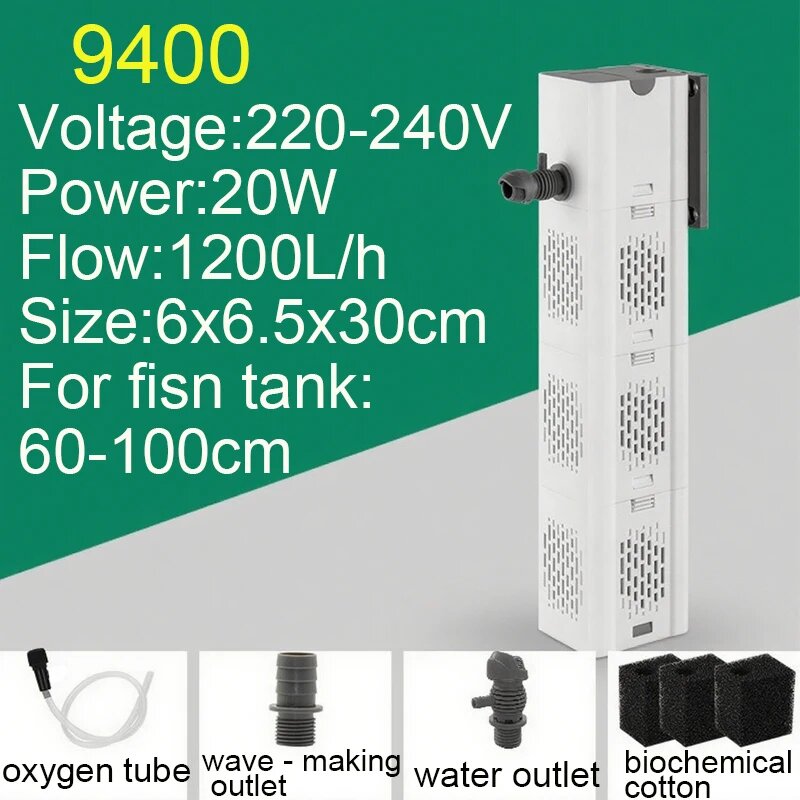 TUNFAN Аквариумный фильтр-насос белый 220В, 20W, 1200L/h, 60-10