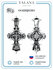 Крестик TALANT, серебро, 925 проба, родирование, серебристый