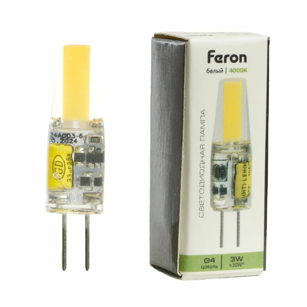 Лампа светодиодная (капсульная) LB-424 G4 3W 12V 4000K FERON 51171