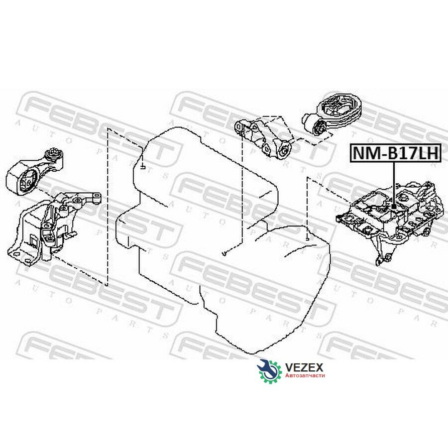 FEBEST NM-B17LH Подушка двигателя левая