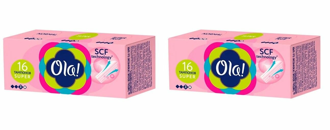 Ola Тампоны женские гигиенические Super Шелковистая поверхность, 16 шт/уп, 2 упаковки