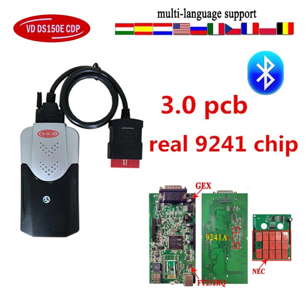 Склад ЕС/BR, новый ключ VCI 2021.11 для TNESF DELPHIS ORPDC Best V3.0 Vd DS150e V3 NEW Case with BT