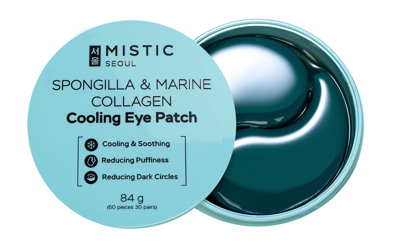 MISTIC Патчи Spongilla&Marine Collagen охлаждающие с морским коллагеном и экстрактом бадяги, 84 г (60 шт.)