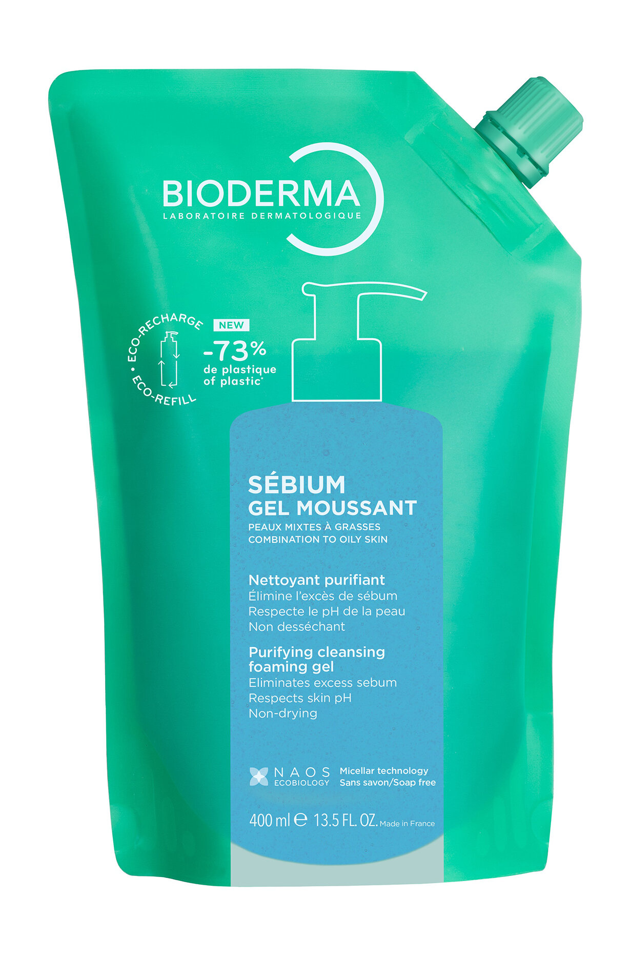 BIODERMA LABORATOIRE DERMATOLOGIQUE Себиум Гель для лица очищающий, 400 мл Сменный блок
