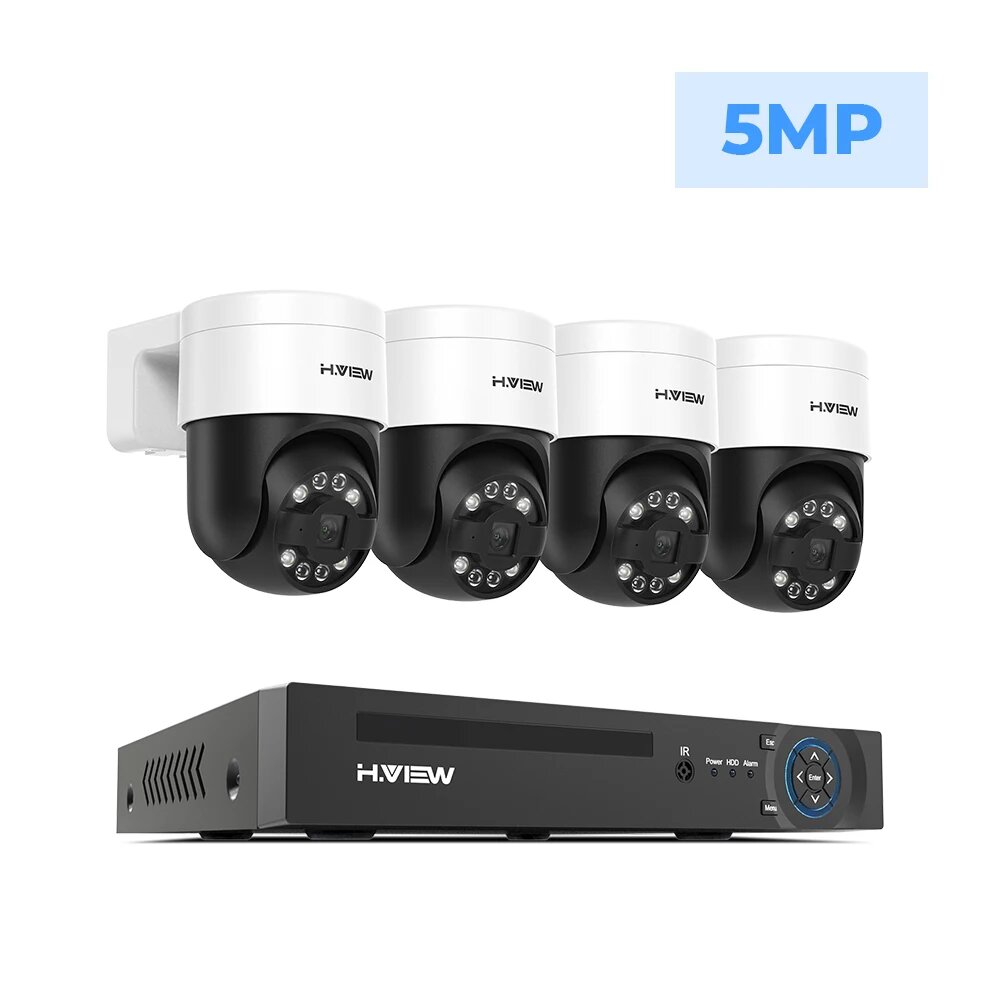 Система видеонаблюдения H.view 8Ch 4K 5MP 8MP CCTV для безопасности, набор видеонаблюдения для дома PTZ, наружная IP-камера с детекцией человека