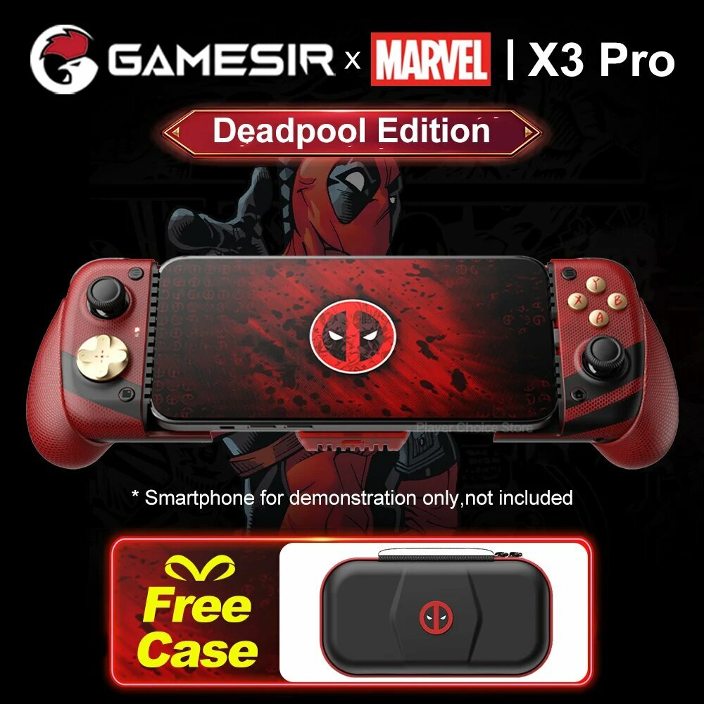 Геймпад GameSir X3 Pro Deadpool Edition для мобильных игр с встроенным охладителем для iPhone 17/16/15 Series и Андроид-телефонов