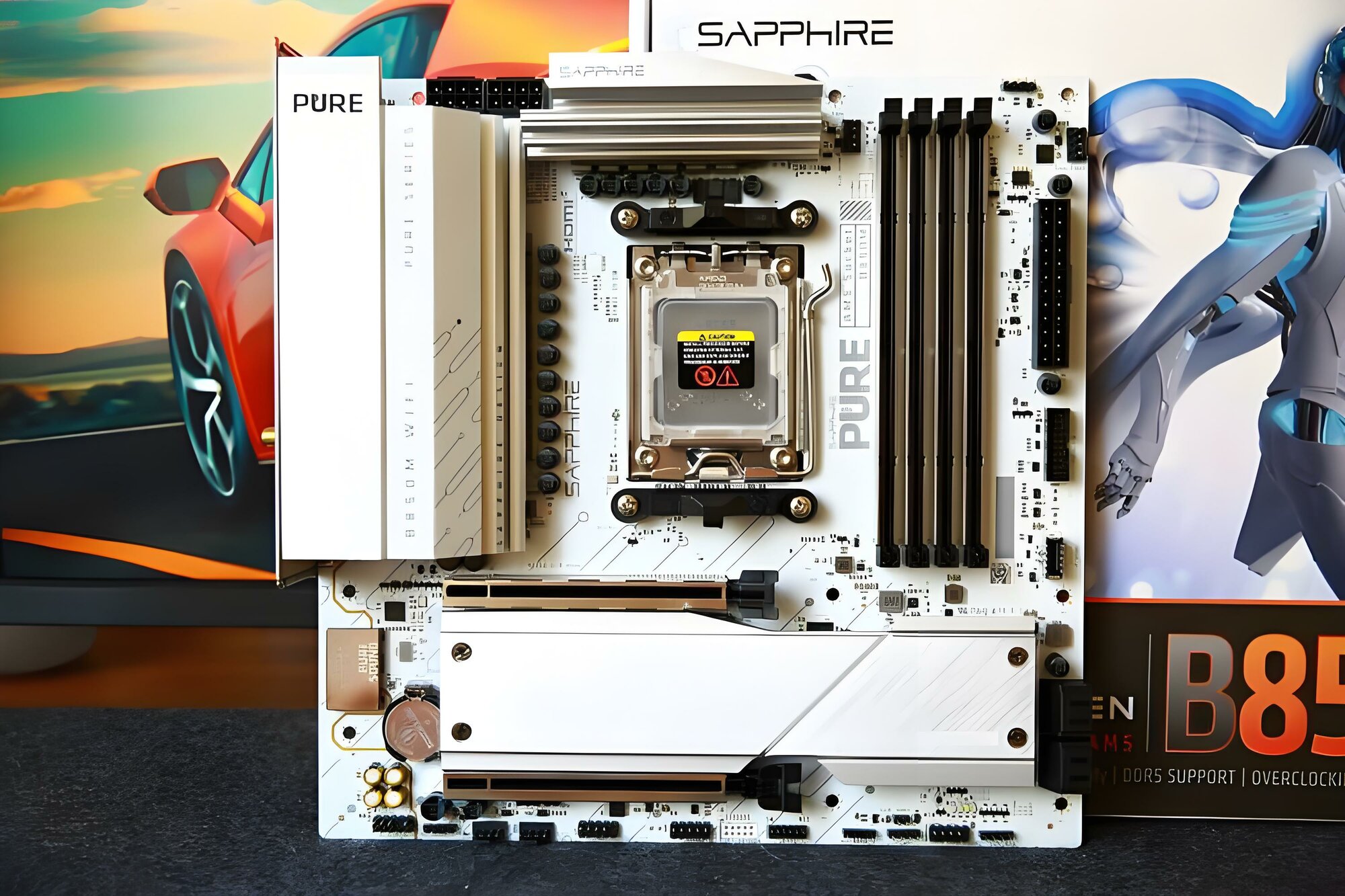 Материнская плата Sapphire PURE B850M WIFI, AM5, mATX, 12+2+1(80A)цепи питания,4*DDR5(до 48G/8000МТ/с),2*SSD, PCIe5.0*16