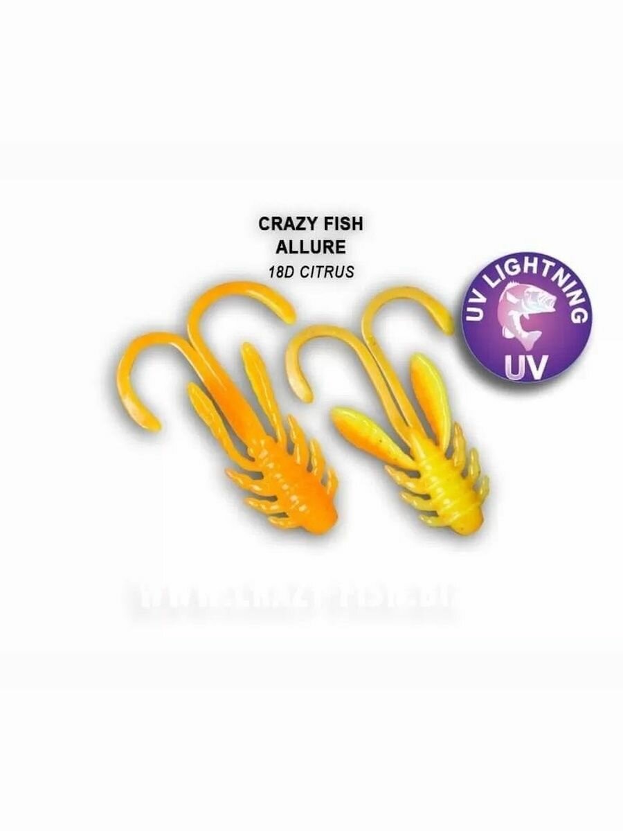 Силиконовые приманки Crazy Fish Allure 1.6" 23-40-18d-6, кальмар, 8 шт. Приманка для рыбалки, 40 мм.