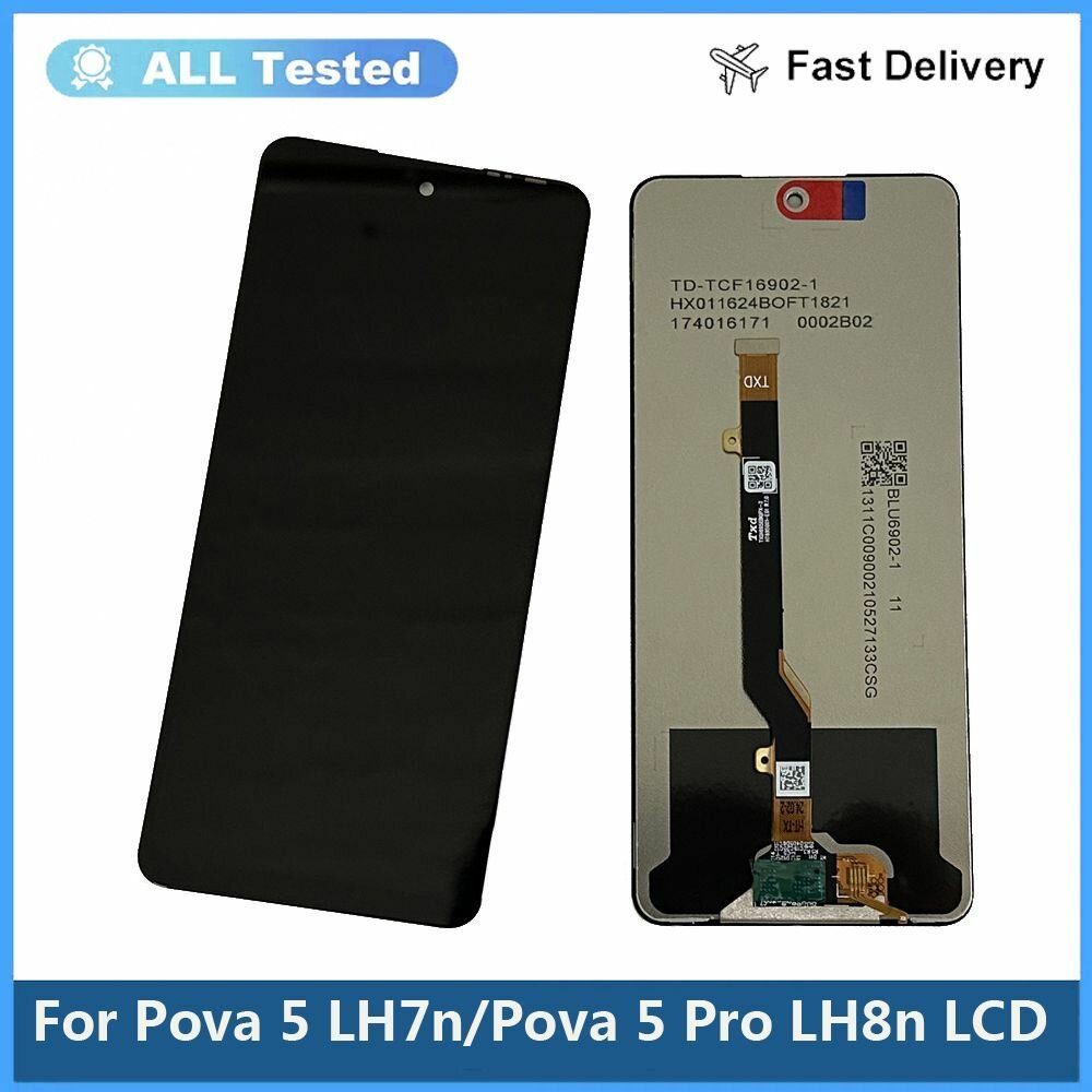 Дисплей для Tecno Pova 5 LH7n Pova 5 Pro LH8n, дисплей в сборе с сенсорным экраном, черный , содержать инструментов