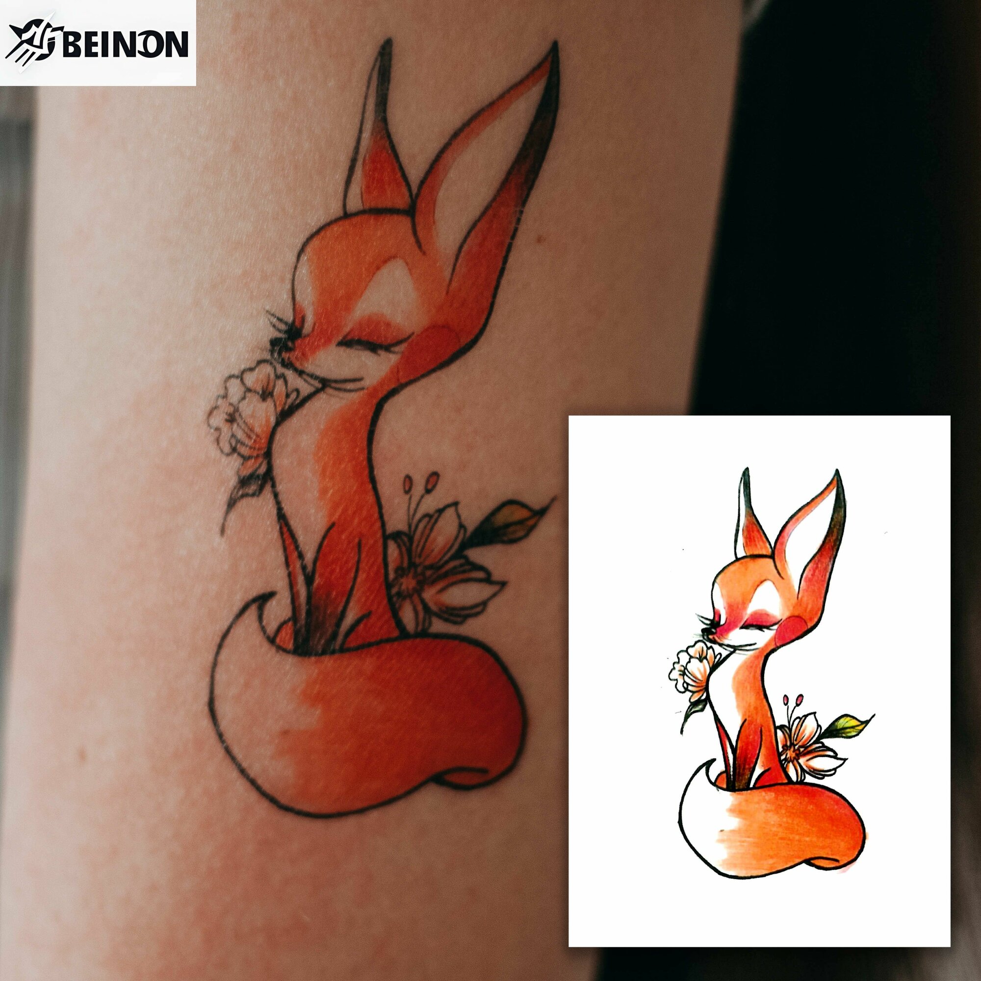 Tattoo'шки Временная тату "Лиса" 10*6см переводная наклейка животные