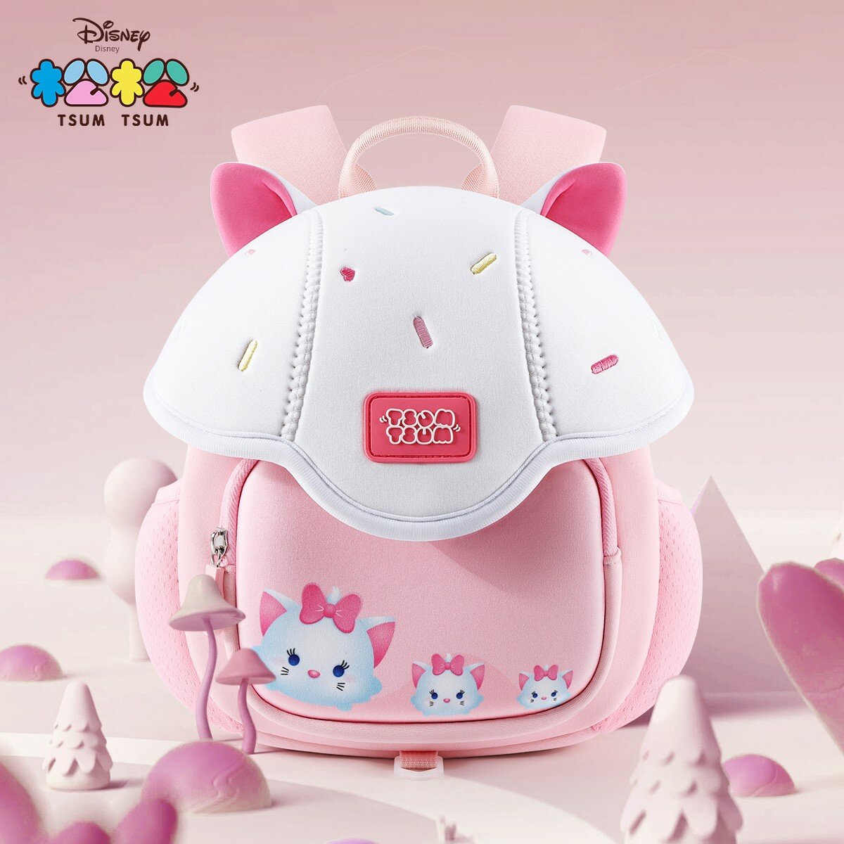 Disney Strawberry Bear Детский рюкзак в розово-белом для девочек, без подарочной упаковки, компактный рюкзак для