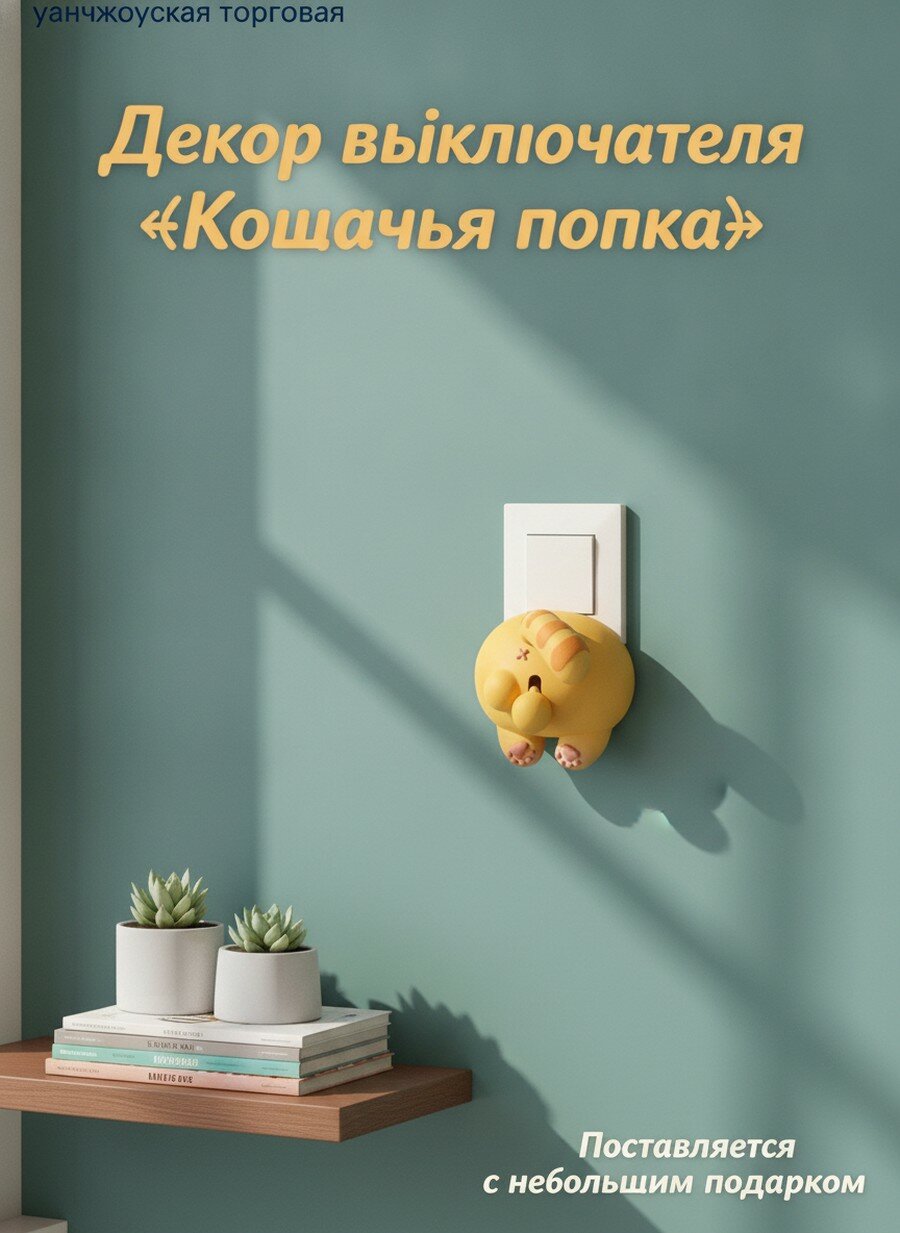 Накладка на выключатель в виде кошачьей попки, забавный 3D-декор для света