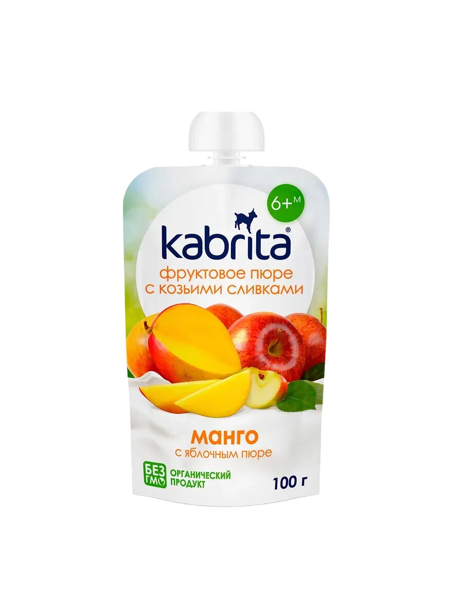 Kabrita Пюре фруктовое с козьими сливками Манго с яблочным пюре 100 г
