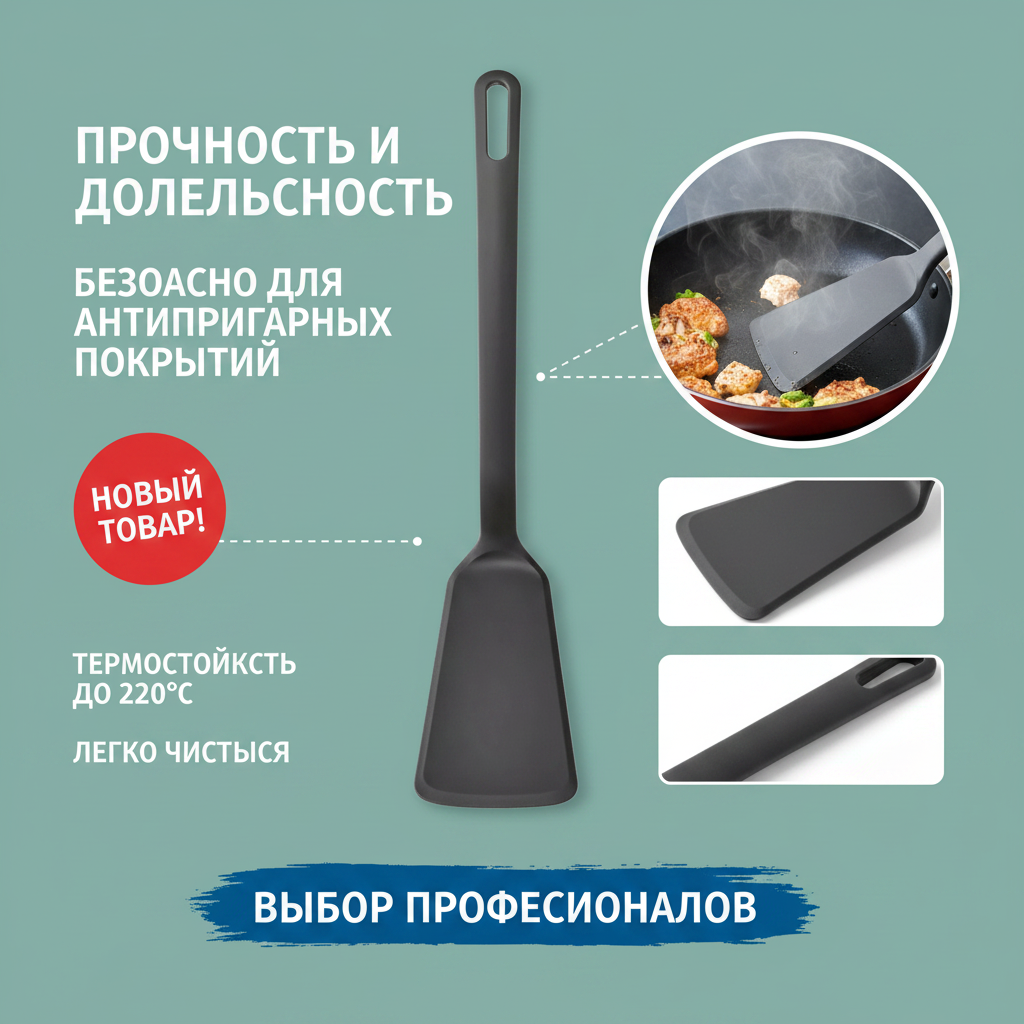 Лопатка кулинарная 31 см эргономичная нескользящая рукоятка 1 шт