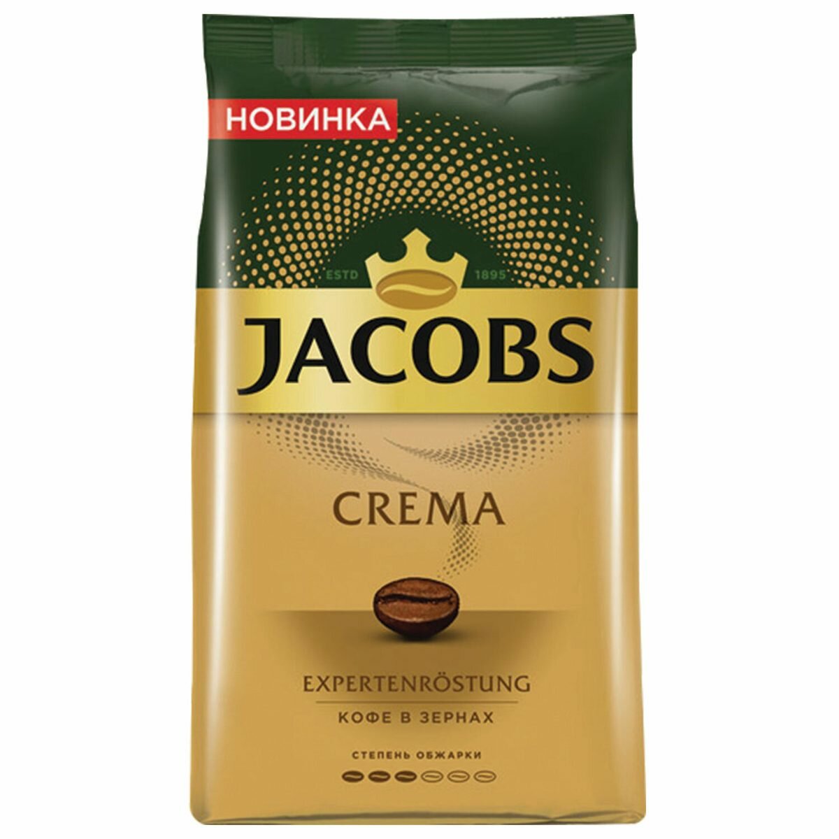 Кофе в зернах Jacobs Crema, 1кг, вакуумная упаковка (8051592)