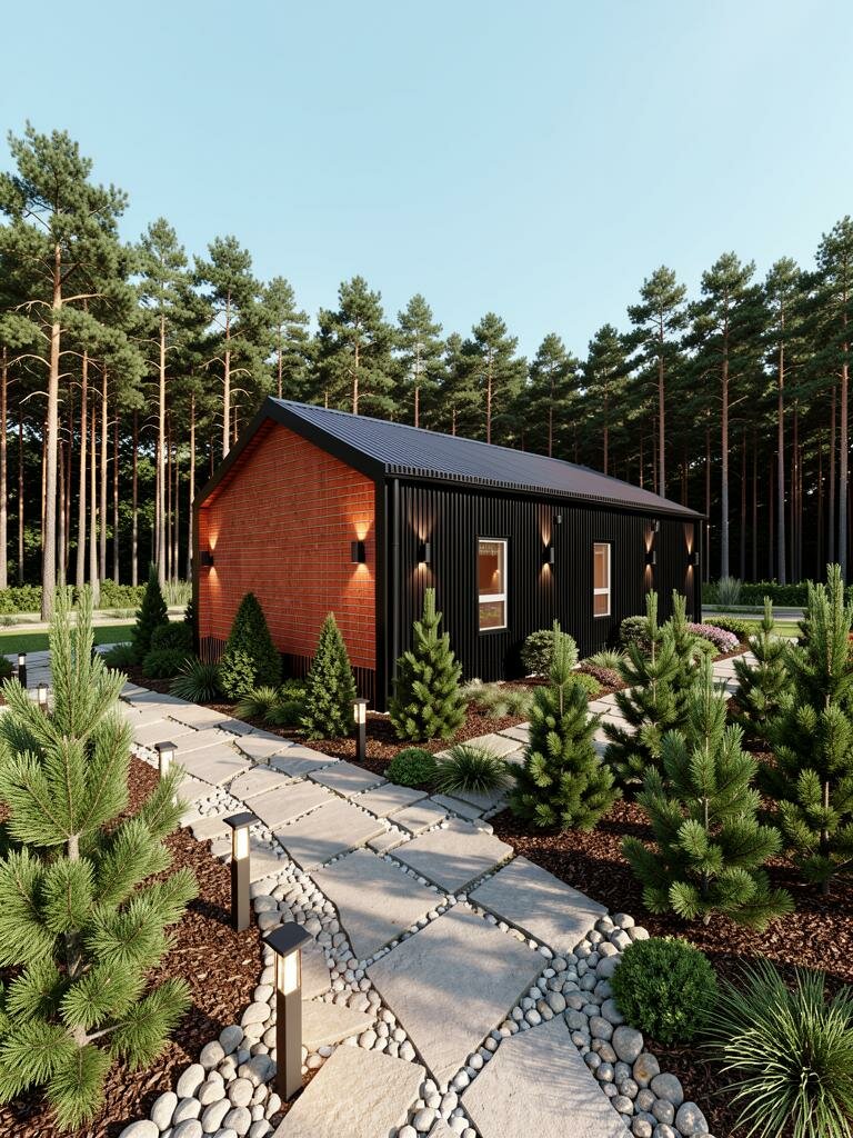 Проект каркасного дома, 3 комнаты, кухня-гостиная, терраса 13,30x7,0 м