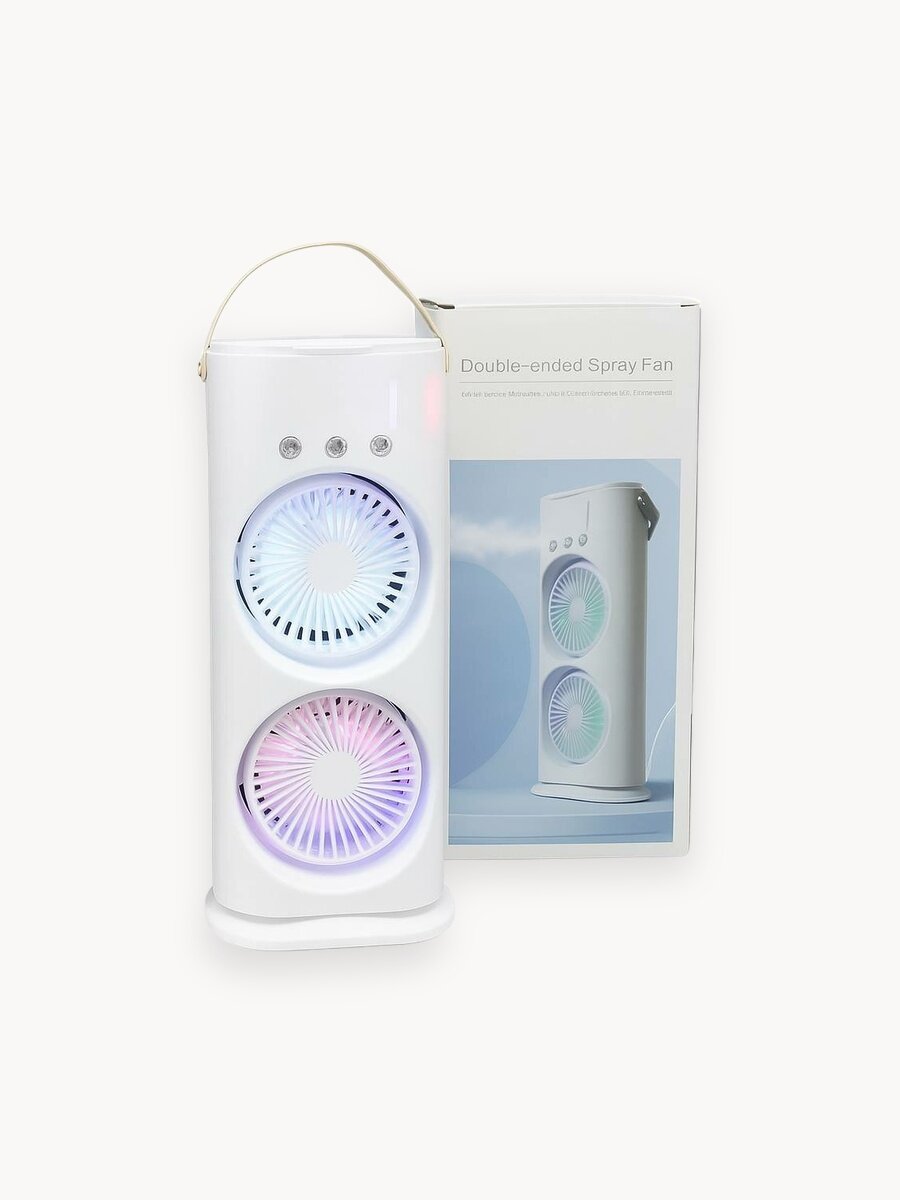 Вентилятор настольный с увлажнителем, RGB-подсветка, пульт управления в комплекте, цвет белый