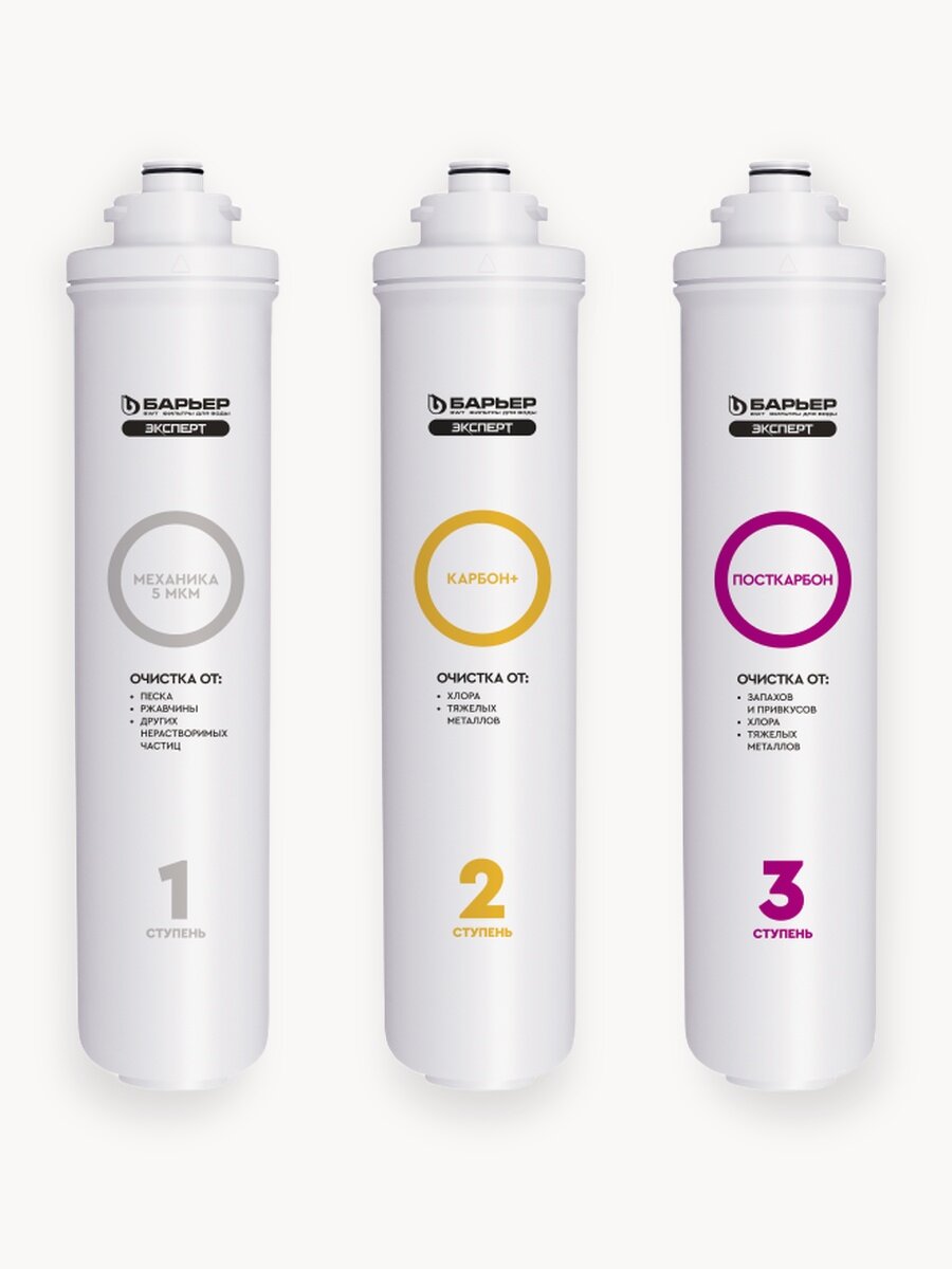 Барьер эксперт Классик, комплект картриджей для фильтра под мойку, удаляет хлор, быстросъемные