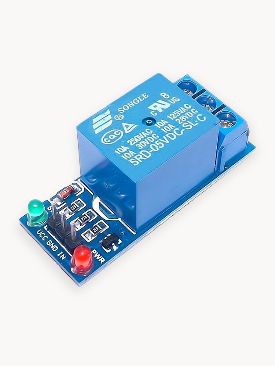 Модуль реле / 1 канал управления/ ток до 10А / AC до 250В / DC до 30В / управление от 5В / совместим с Ардуино