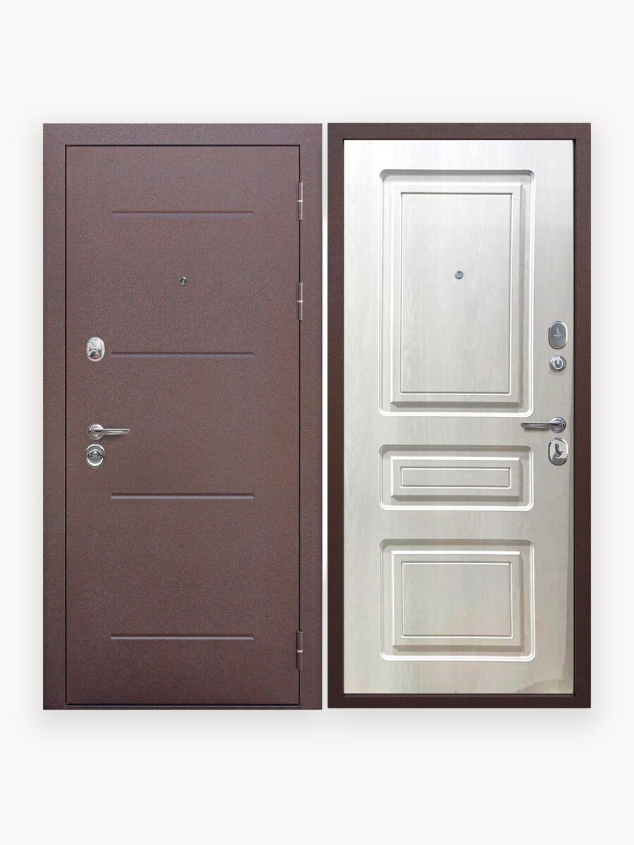 Входная дверь Ferroni Толстяк Медный Антик Белый Ясень (960мм) правая