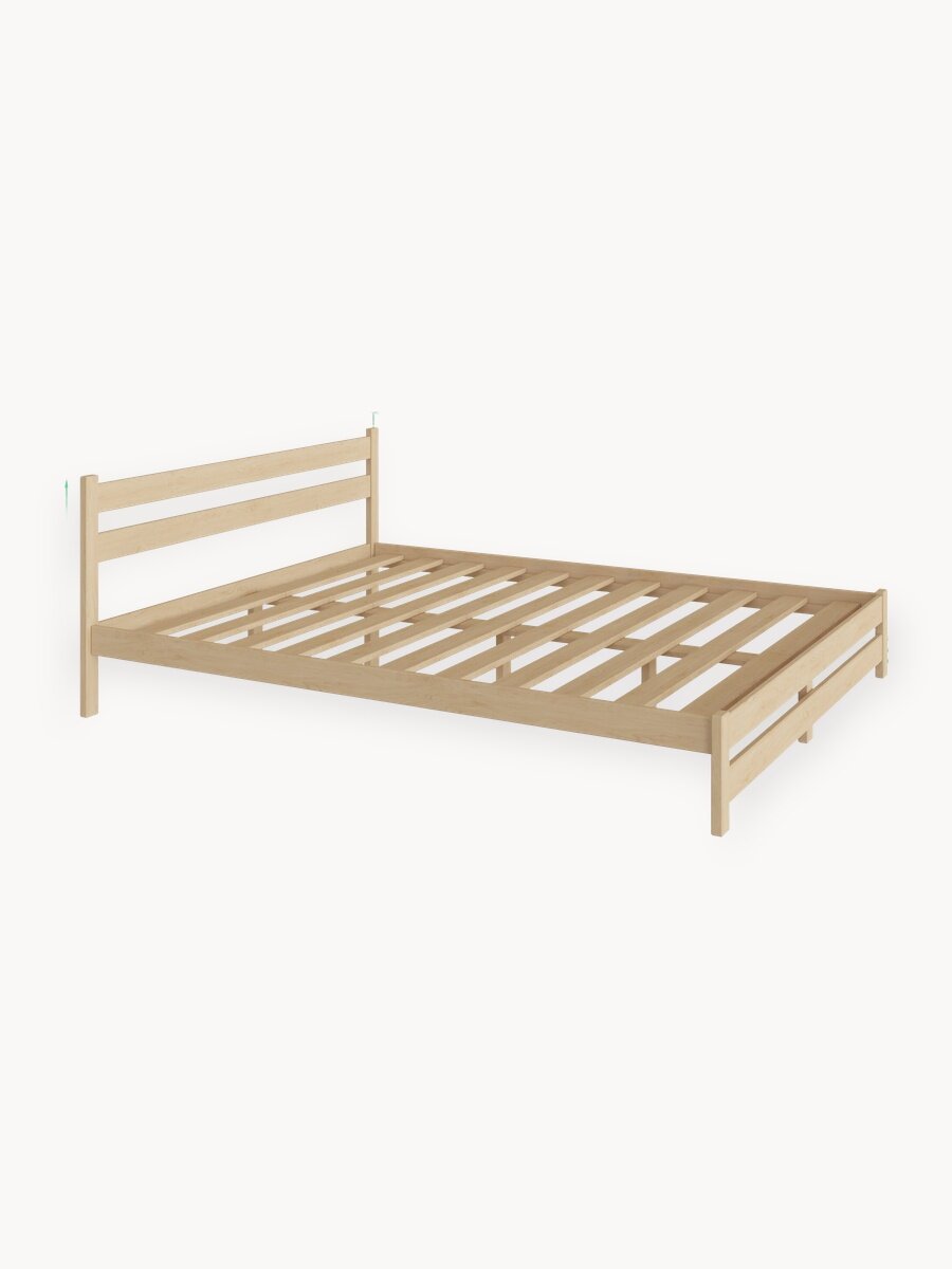 Кровать двуспальная 180х200 "MAMAMIA", из массива берёзы, натуральный