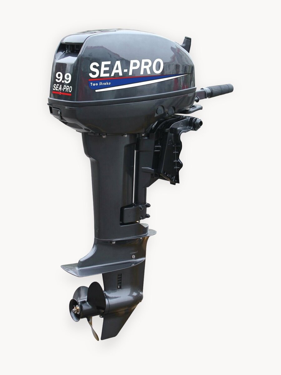 Двухтактный 2х цилиндровый подвесной лодочный мотор SEA-PRO ОТН 9.9 S, с топливным баком 24л. и шлангом, аналог Yamaha
