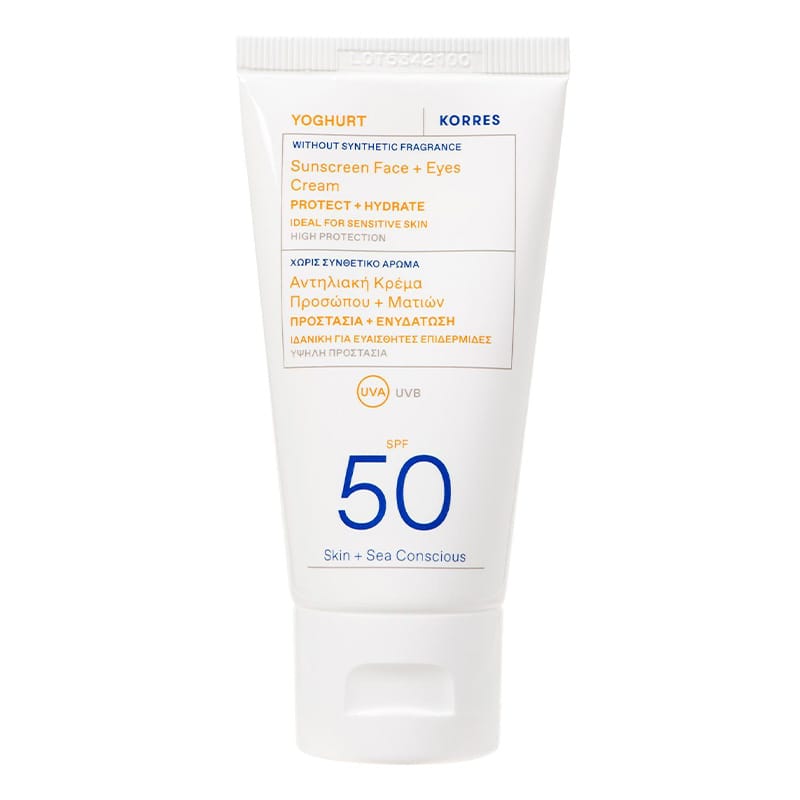 Средство солнцезащитное Korres Sunscreen Face + Eyes Cream SPF 50 защитный крем-гель для лица и глаз 50 мл