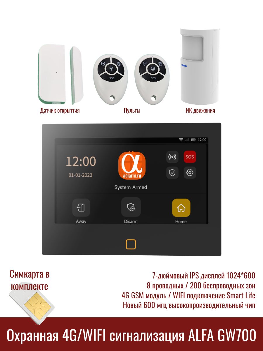 4G/WiFi охранная премиум-сигнализация ALFA GW700