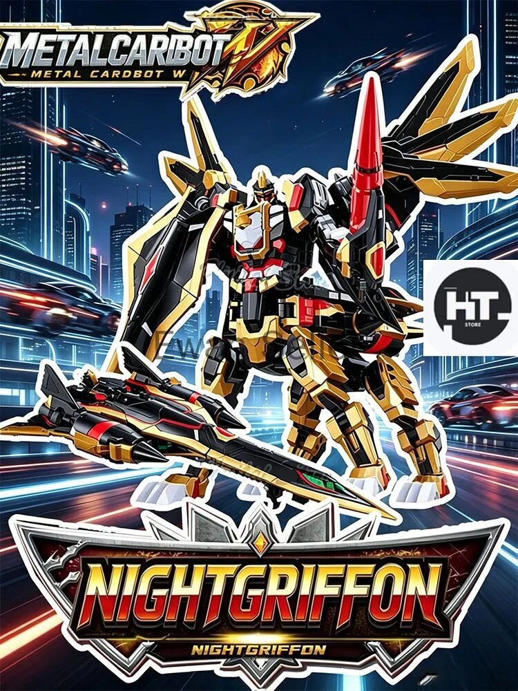 Метал Кард Бот W. "Night Griffon" 2-в-1 трансформер 26см собирать вариант Ночной Грифон. METALCARDBOT W