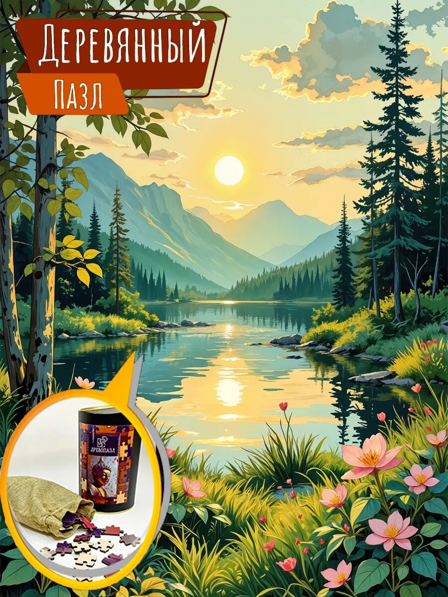Деревянные пазлы закат