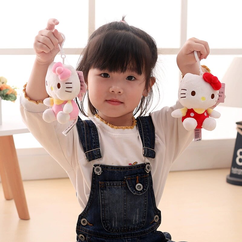 Оригинальный плюшевый брелок Hello Kitty, маленькая кукла-подвеска для сумки, котёнок КТ красный кулон в виде