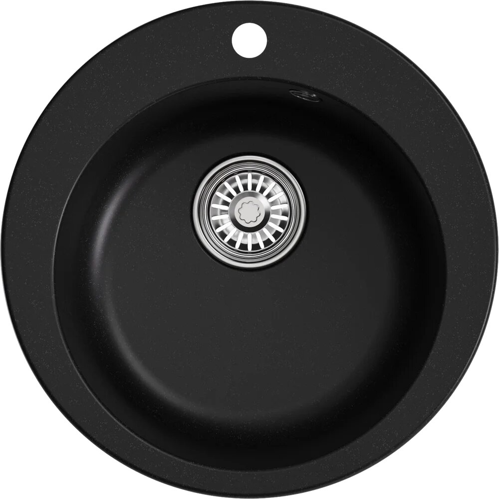 Мойка кухонная Mixline ML-GM13 мраморная, 49x49, круглая, черная, матовая, российская