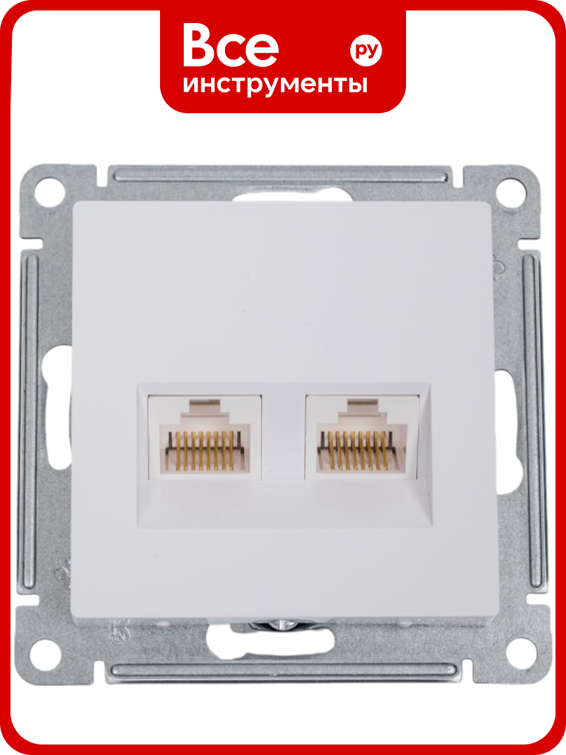Розетка двойная компьютерная Systeme Electric (Schneider Electric) ATLASDESIGN RJ45+RJ45, кат.5E, белый