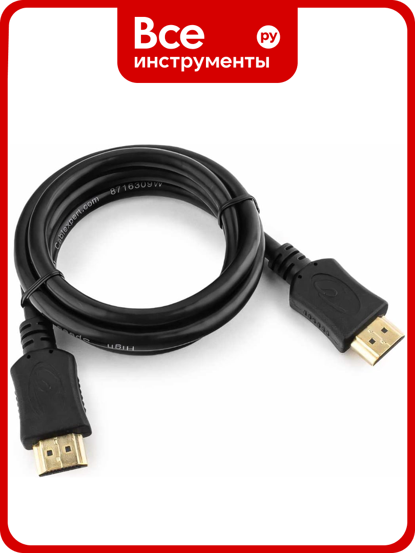 Кабель Cablexpert серия Light HDMI v2.0, 19M/19M, 1м, позол. разъемы, экран, черный CC-HDMI4L-1M