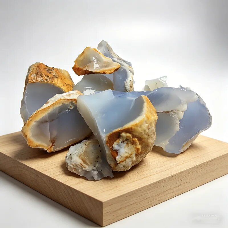 Халцедон и агат синий, 90г, мелкие камни