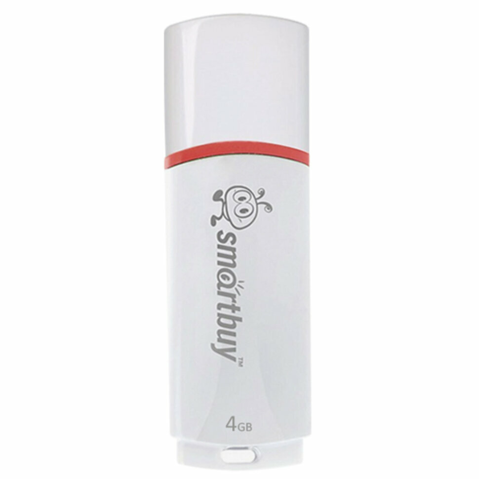 Флеш-диск 4 GB, SMARTBUY Crown, USB 2.0, белый, SB4GBCRW-W, 512770