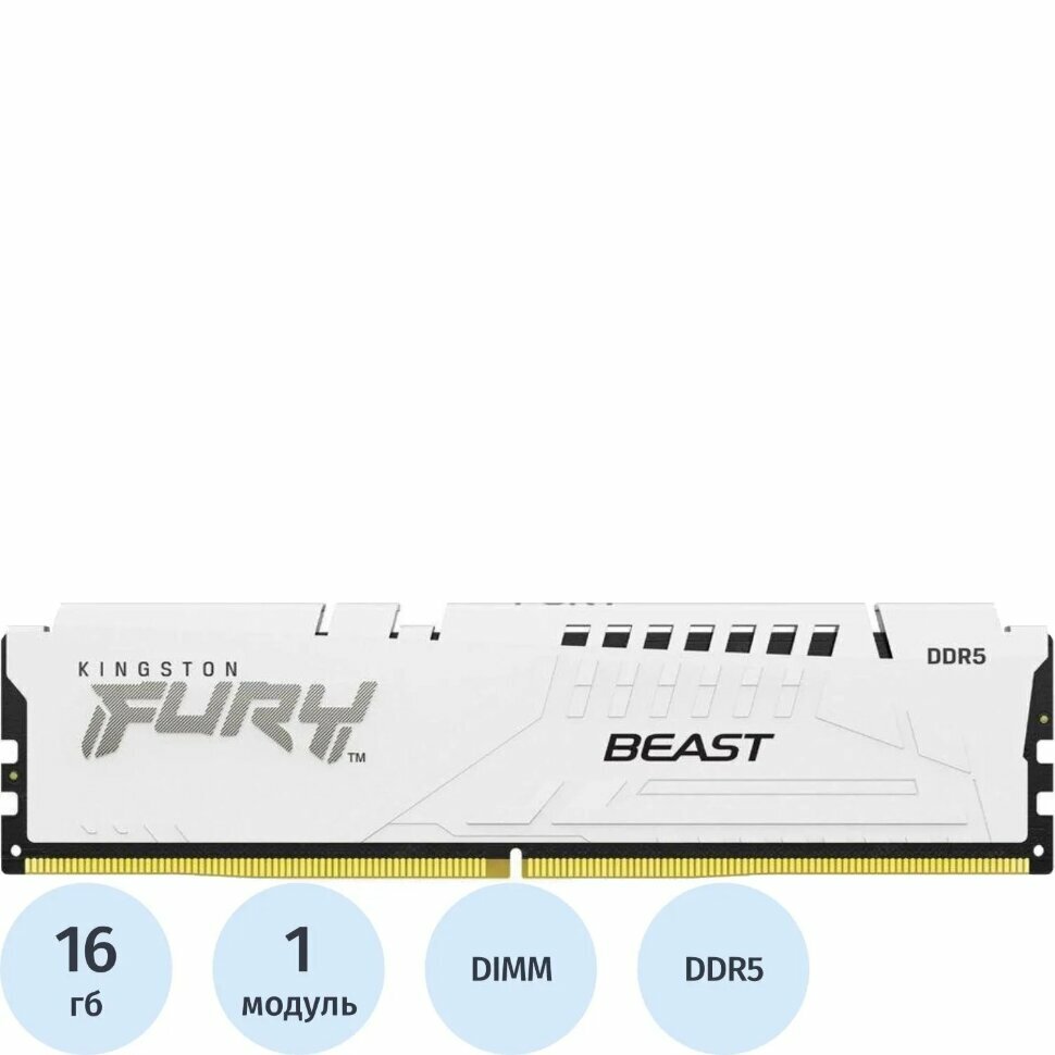Модуль памяти Kingston FURY White DDR5 DIMM 16GB 5600Мгц(KF556C36BWE-16), 2249067