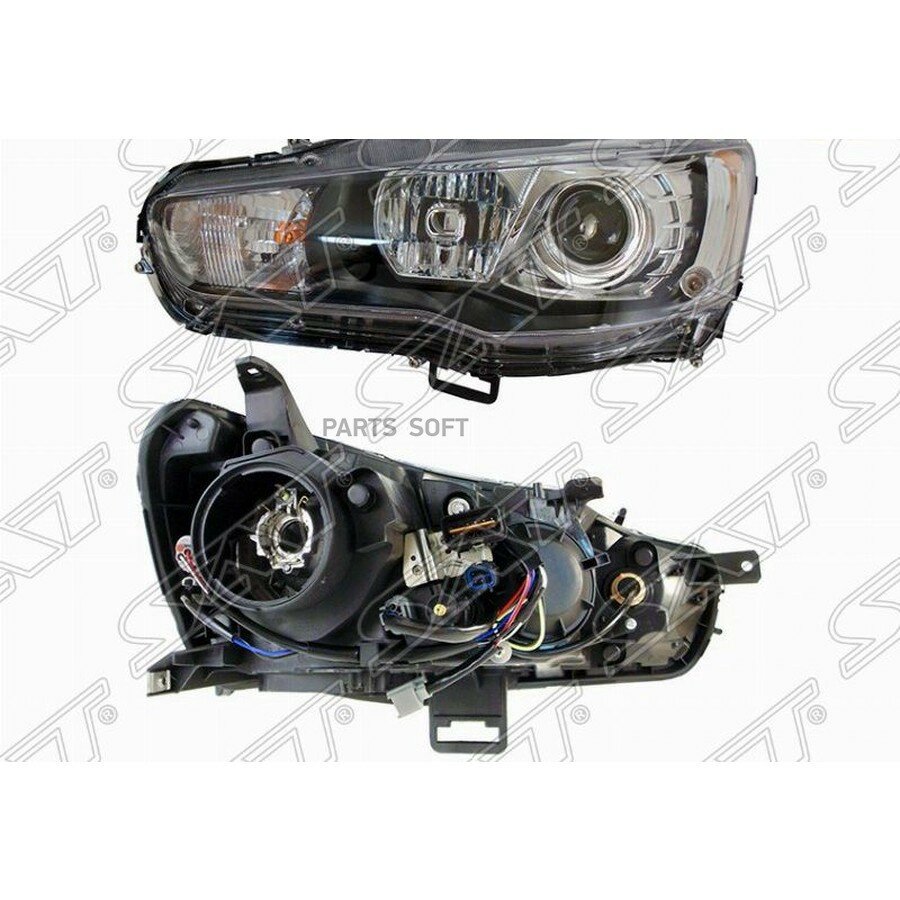 Фара Mitsubishi Lancer 07-17 / Lancer Evolution 07-17 (Слева/ Ксенон/Галоген/ С электрокорректором) от официального дистрибьютора, SAT, артикул ST2141191L