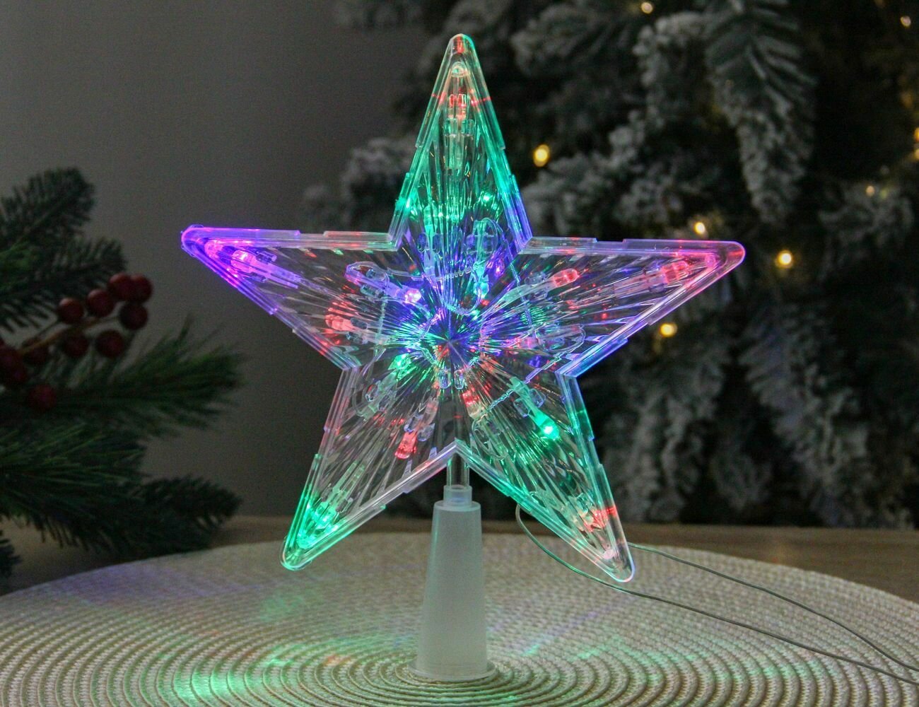 Светящаяся верхушка на елку звезда - ирида, 18 см, 15 RG/LED-огней, IP20, Серпантин (Serpantin) 111-330