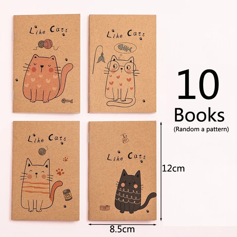 10 мини-блокнотов "Like Cats" в ретро-стиле