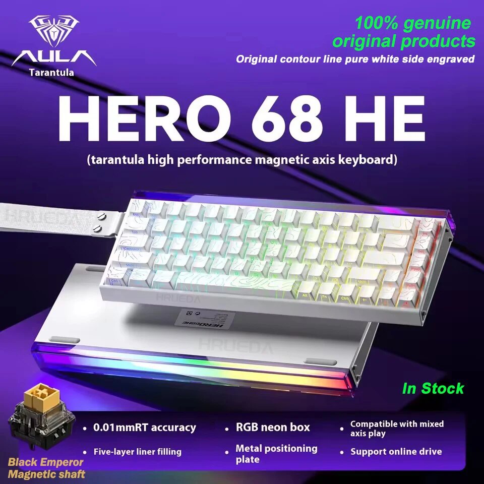 AULA HERO 68HE White-Contour line механическая клавиатура