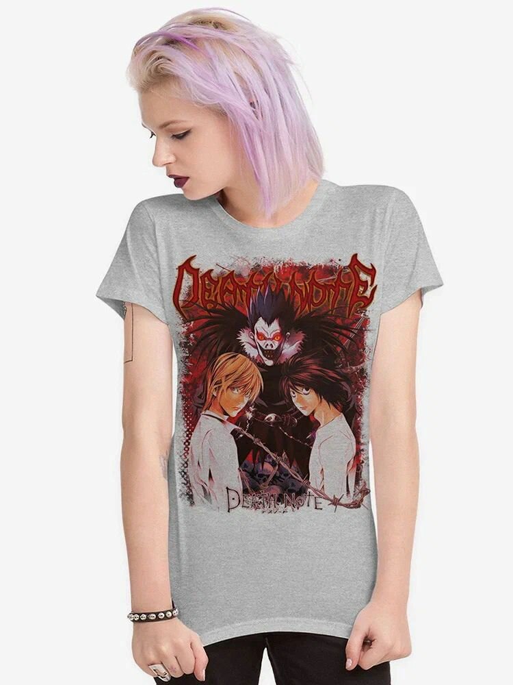 Футболка Тетрадь смерти / Death Note / Женская серый меланж S