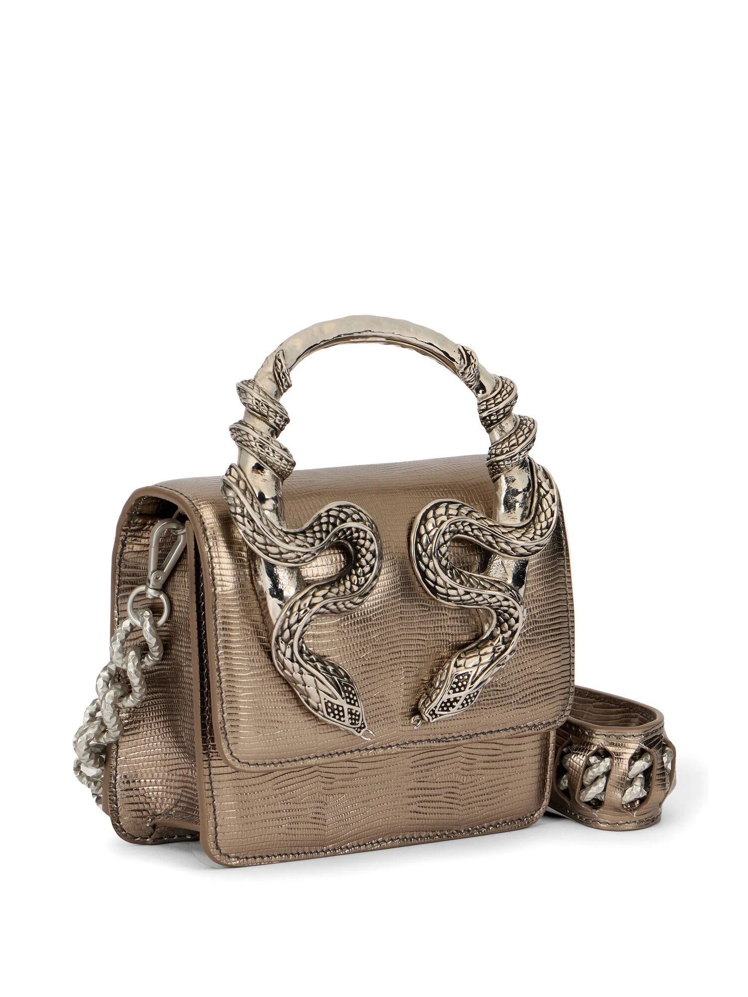 Сумка Roberto Cavalli Serpentine, серебристый — фото 1