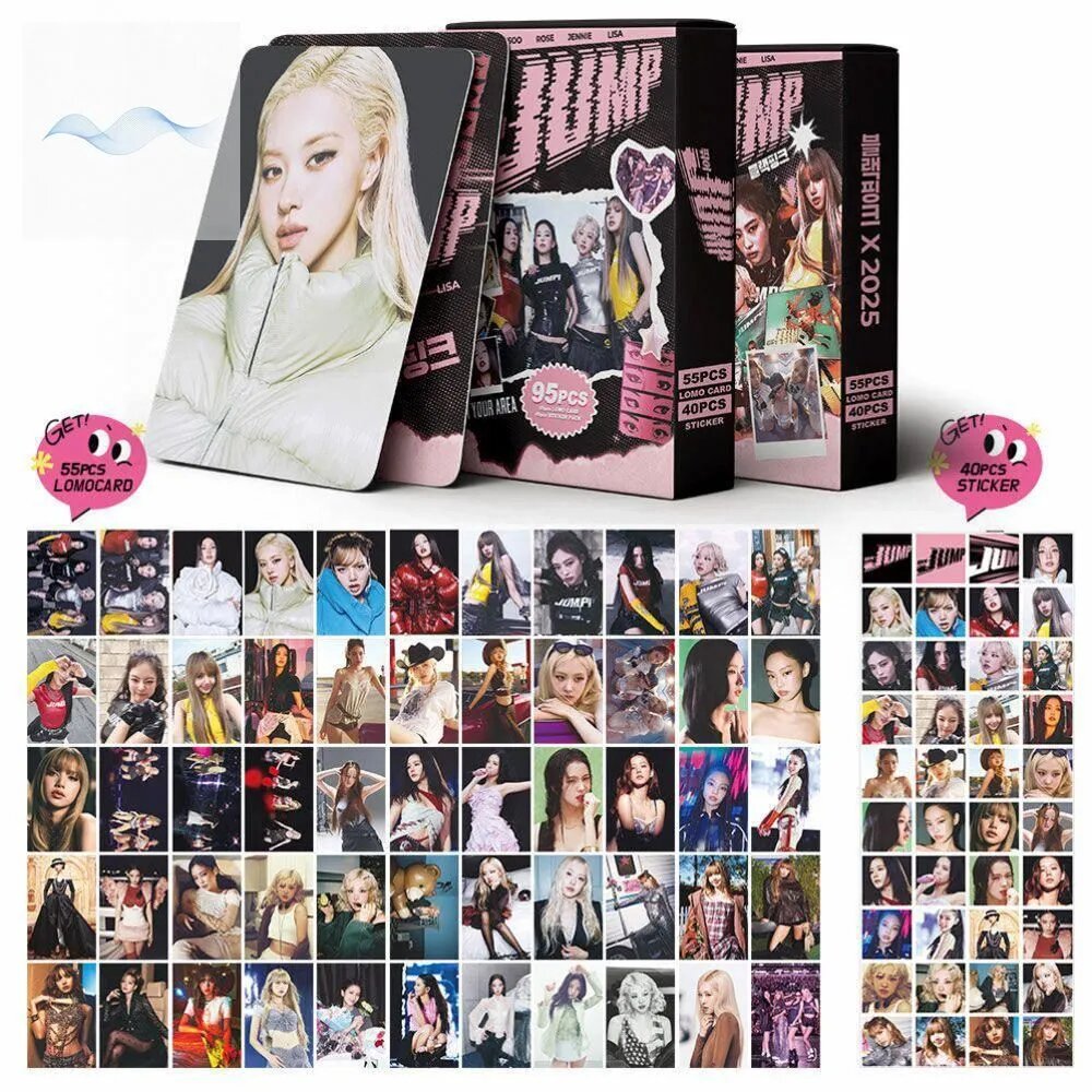 K-POP BLACKPINK карты и наклейки 55 шт. BLACKPINK альбом JUMP карточки + 40 шт. Блэкпинк альбом JUMP наклеек Набор