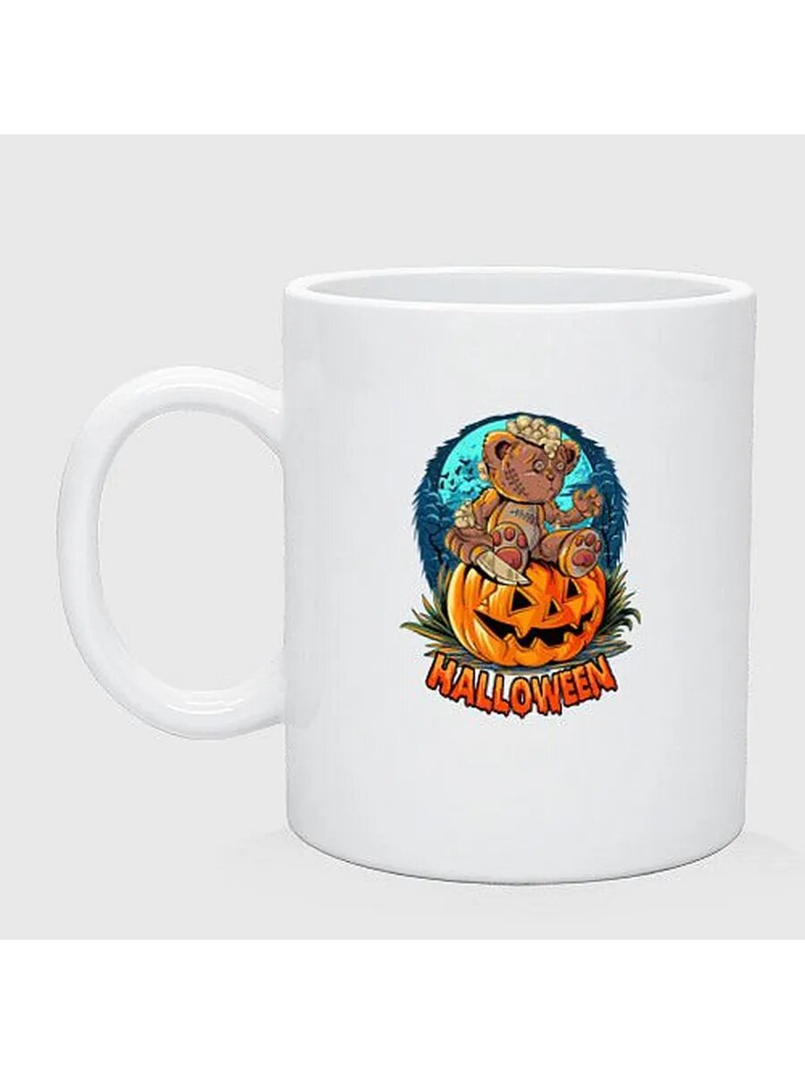 Halloween - Мишка на тыкве кружка