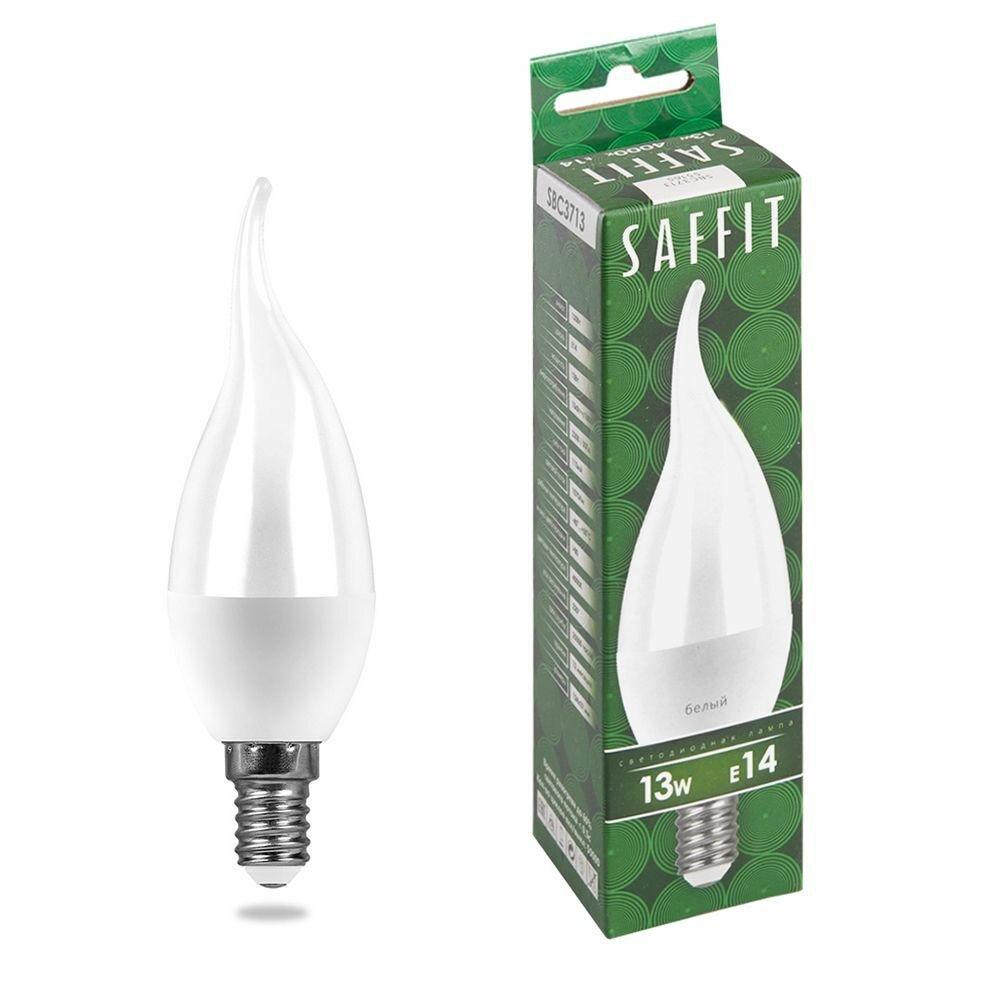 Лампа светодиодная SBC3713 Свеча на ветру E14 13W 230V 4000K комплект 5 штук SAFFIT 55165