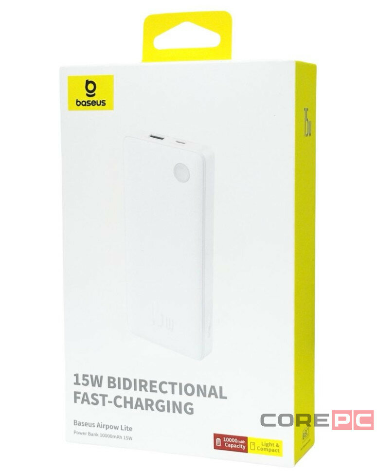 Повербанк Powerbank Baseus Airpow Lite 10000mAh 1USB/1C 15W (P10067500213-00) белый